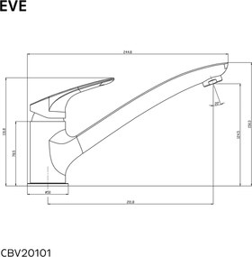Mereo Mereo, Dřezová stojánková baterie, Eve, s plochým ramínkem 210 mm, chrom, CBV20101