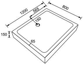 BPS-koupelny Obdélníkový sprchový kout HYD-OK103C 120x80 chrom/transparent + vanička HYD-OSV-SXL03E bílá
