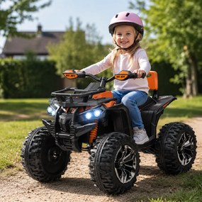 HOMCOM dětské vozidlo 12V s funkcí jízdy vpřed a vzad, hudební přehrávač MP3, světlomety, 3-8 km/h, 3-5 let, oranžová barva