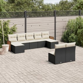 9dílná zahradní sedací souprava s poduškami černá polyratan 3228051