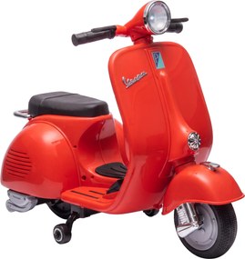 AIYAPLAY elektrická motorka pro děti od 3 let, licencovaná VESPA, 7,2 V, s odnímatelnými pomocnými kolečky, 3-5 km/h, max. 30 kg, červená