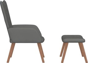 Relaxační křeslo se stoličkou tmavě šedé samet 327667