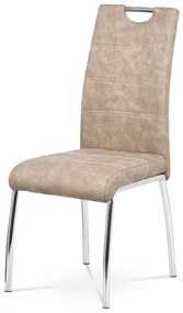 Jídelní židle, potah krémová látka COWBOY v dekoru vintage kůže, bílé prošití, k HC-486 CRM3