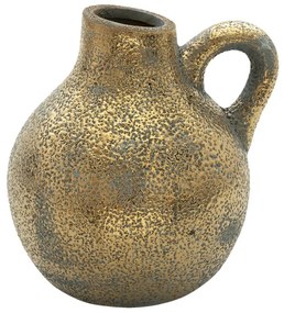 Zlatý keramický džbán z uchem a patinou Corlijn – 19x17x20 cm