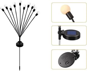 Verk Group Solární zahradní svítidla kuličky 2 kusy po 10 led svítidlech délka 70 cm