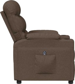 Elektrické polohovací křeslo hnědé textil 3143495