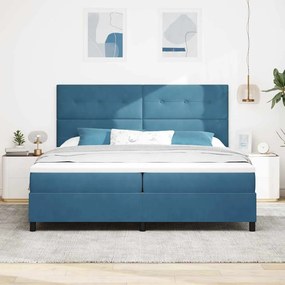 Postel s boxspringem s čelo Tmavě modrá 200 x 200 cm samet 3339858