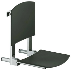 Keuco Plan Care - Sprchové sedátko 31x36 cm, závěsné, s opěrkou, černá/chrom 34981010037