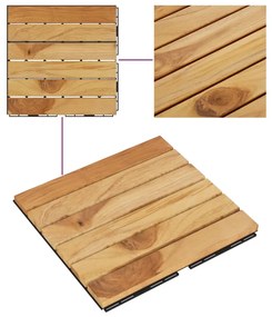 Terasové dlaždice 20 ks 30 x 30 cm masivní teak vertikální vzor,  3152102