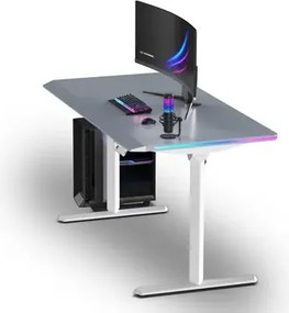 ULTRADESK Quest bílá šedá / Herní stůl / 140 x 70 cm / 72-120 cm / ele