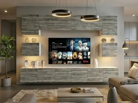 Obývací stěna Belini Premium Full Version  šedý antracit Glamour Wood+ LED osvětlení Nexum 49  NEX 3/0/W/GW1/0/0/PP