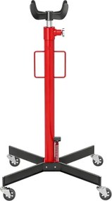 HOMCOM hydraulický zvedák do jámy, zvedák vozíku 500 kg, s otočnými koly a pedálem, ocel, 58 x 110-191,5 cm, červená