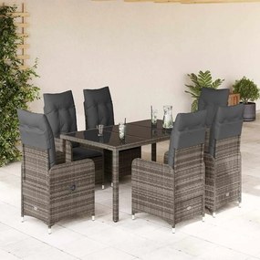 7dílný zahradní bistro set s poduškami šedý polyratan 3277035