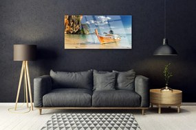 Obraz na skle Loďka Moře Krajina 140x70 cm