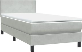 Box Spring Postel s matrací Světle šedá 90x220 cm Samet 3316047