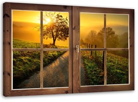 Obraz na plátně Západ slunce v okně - 120x80 cm