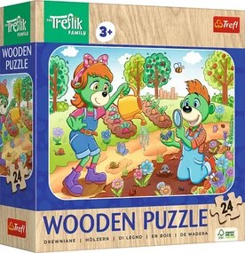 Trefl - Puzzle - Dřevěné puzzle Treflíci: Seznamte se s rodinou / 24 d