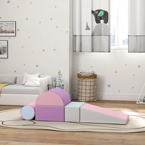 HOMCOM měkké stavební bloky sada 5 pěnových stavebních bloků obří stavební bloky stavební hračka pěnové bloky pro 1-3 leté děti imitace kůže EPE