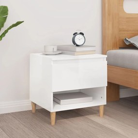 Noční stolek bílý s vysokým leskem 50x46x50 cm kompozitní dřevo