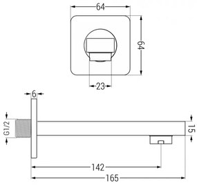 Mexen Cube DR02 podomítkový vanový a sprchový set s hlavovou sprchou 30x30 cm (7v1), zlatá, 77503DR0230-50