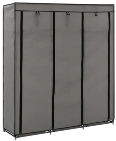 Šatní skříň s přihrádkami a tyčemi šedá 150x45x175 cm textil 282456