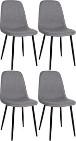 Jídelní židle Shipley - 4 ks - látkové čalounění | šedé