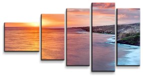 Sablio Obraz - 5-dílný Západ slunce nad mořem - 100x60 cm