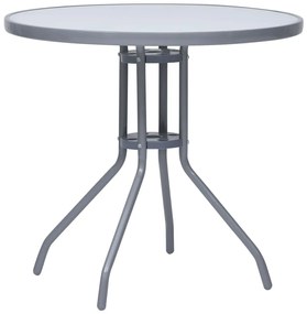 312215 vidaXL Zahradní stůl světle šedý 80 cm ocel a sklo