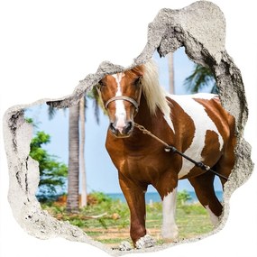 Wallmuralia Díra 3D fototapeta nálepka Strakatý kůň 75x75 cm