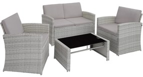 tectake 405016 zahradní ratanový nábytek lucca - šedo-strakatá/šedá