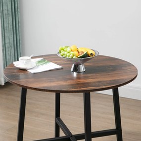 Jídelní stůl HOMCOM pro 4 osoby, moderní design do jídelny a kuchyně, ocel, hnědý, 80 x 76 cm