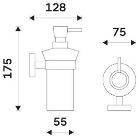Nástěnný dávkovač tekutého mýdla keramický, držák chrom NIMCO UNIX UN 13031KU-T-26
