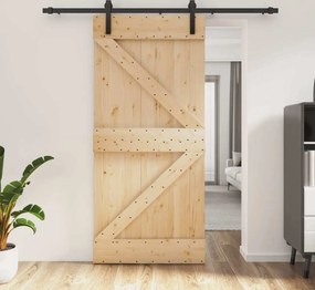 vidaXL Posuvné dveře s kováním 95 x 210 cm masivní borové dřevo [3202985]