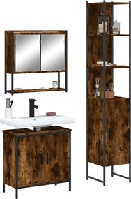 vidaXL 3dílný set koupelnového nábytku kompozitní dřevo [3214680] Barva: hnědý dub