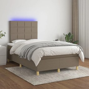 Box spring postel s matrací a LED taupe 120 x 200 cm textil