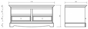 Massive home | Belluno Elegante malý bílý televizní stolek z masivu s dubovou deskou