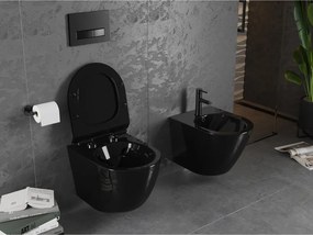 Mexen Lena Rimless závěsné WC se sedátkem s pomalým zavíráním, černá - 30224070