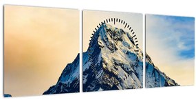 Obraz zasněžených hor, Nepál (s hodinami) (90x30 cm)