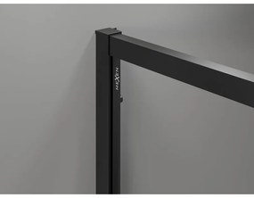 Mexen Exo, asymetrický sprchový kout s posuvnými dveřmi 100 x 100 cm, 6mm čiré sklo, černý profil, 8132-100-100-70-00