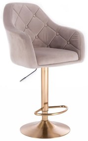 LuxuryForm Barová židle ANDORA VELUR  na zlatém talíři - světle šedá