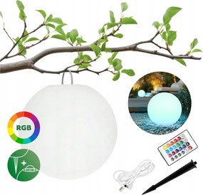 Solární Zahradní Lampa Led Kula RGB+3000K Lampion 30 cm Usb dálkové ovládání