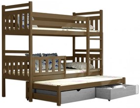 Patrová postel MASIV-V 004 80x200 cm  borovice masiv - DUB