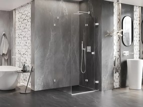 Mexen Lunar-F, sklápěcí sprchový kout pravý 90 x 90 cm, 8mm čiré sklo, bílý profil, 836-090-090-20-00-P