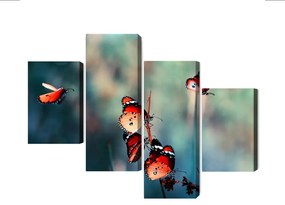 Vícedílný obraz Barevní Motýli V Makro Měřítku Nedostatek Nedostatek Přírodní plátno 80x50