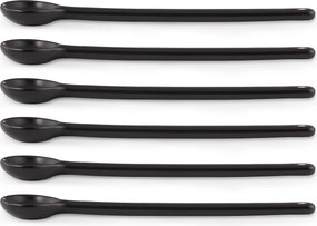 vtwonen Matt Black set 6 velkých porcelánových lžiček, černý (Velké čajové lžičky)