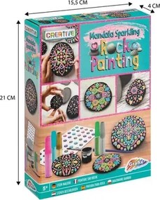 GRAFIX Malování na kamínky Mandala Sparkling / Kreativní sada / 3 kamí