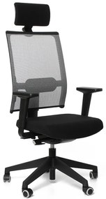 Kancelářská židle TAU černá H61/šedá G51 s podhlavníkem