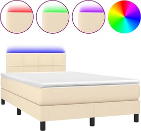 Box spring postel s matrací a LED krémová 120x190 cm textil 3270044