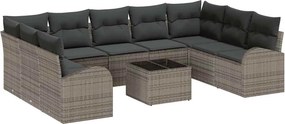 Set pohovek 10 ks Šedá [Syntetika]: Poly Ratan 3346209