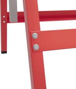 HOMCOM 2 x Skládací Trestle - Nastavitelná Výška až 200kg Ocel Červená 68 x 58 x 80-130 cm